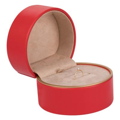 China Custom Design Portable Ring Gift Box , Full Cover Leather Wedding Ring Box for sale