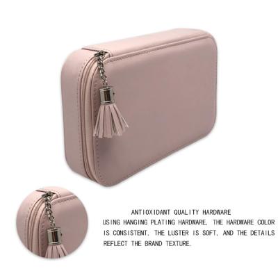 China Reflective Mirror Rectangle Leather Travel Jewelry Case for sale