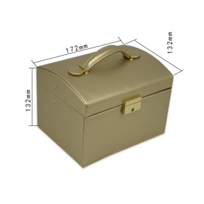 China 2 Layers Rectangle Mirror Leather Jewelry Box For gift for sale
