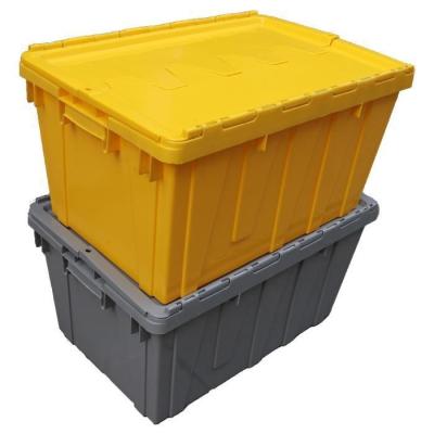 China 60L Stackable Reusable Plastic Crate with Barcode for Warehouse Logistics Management for sale