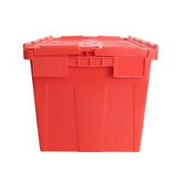 China Transportation Plastic Crate with Attached Lid Industrial Stackable Security Container for sale