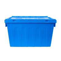 China Transportation Plastic Crate with Attached Lid Industrial Stackable Security Container for sale
