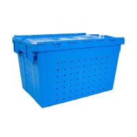 China Supermarket Plastic Tote Box Acceptable OEM ODM Transport Turnover Crate with Mesh for sale
