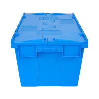 China Reusable Attached Lid Container Nestable Logistic Moving PP Solid Box with Hinged Lid for sale