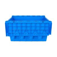 China Reusable Attached Lid Container Nestable Logistic Moving PP Solid Box with Hinged Lid for sale