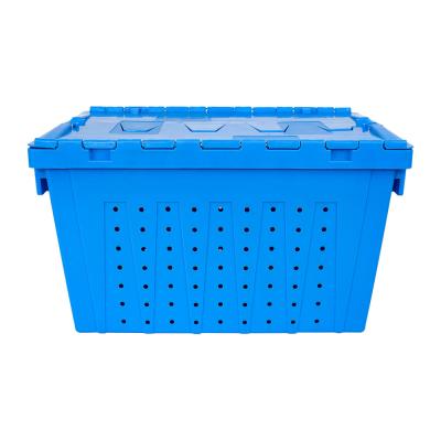 China PP Plastic Crate Mesh Stack Vented Crate for Vegetable Moving Box Reinforced Handles for sale