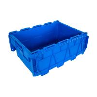 China Logistics Distribution Container 100% PP Solid Moving Crate with Lid Customized Logo for sale