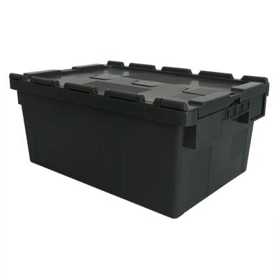 China Customized Color Foldable Solid Food Grade Transport Logistics Box with Attached Lid for sale