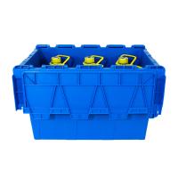 China Customized Logo PP Warehouse Moving Plastic Crate with Lid Stackable Removal Storage Crates for sale