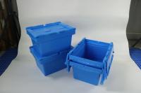 China 400x300x240 mm Solid Box Heavy Duty and Recyclable with Lid for Logistic Storage Blue for sale