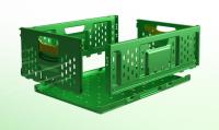China Customized Logo Green Collapsible Plastic Mesh Storage Crate for Vegetables and Fruits for sale