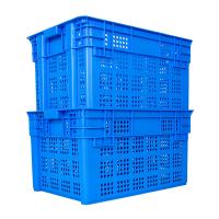 China Mesh Style Supermarket Vegetable Turnover Basket 600x400x310mm Plastic Nestable Crate for sale