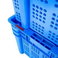 China Mesh Style Supermarket Vegetable Turnover Basket 600x400x310mm Plastic Nestable Crate for sale