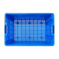 China Mesh Style Supermarket Vegetable Turnover Basket 600x400x310mm Plastic Nestable Crate for sale