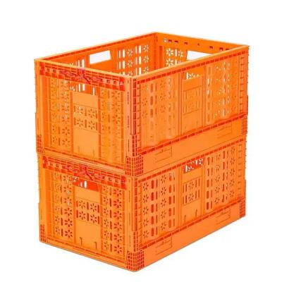 China PP Stackable Foldable Mesh Box Plastic Transport Crate for Supermarket Collapsible Vegetable Plastic Basket for sale