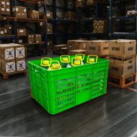 China 20-100kg Loading Capacity Stackable Mesh Plastic Crates Ideal for Food and Vegetables for sale
