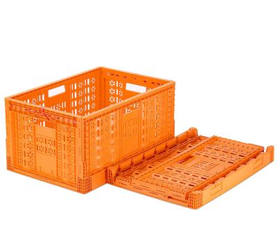 China 600x400x300mm Stackable Foldable Box Mesh Style Vegetable Plastic Basket for Supermarket for sale