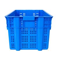China Customized Logo Mesh Plastic Crate for Nestable Stackable Plastic Turnover Basket for sale