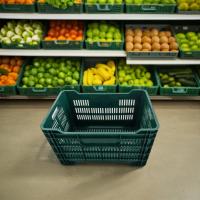 China ECO Friendly Style Plastic Crates for Vegetable and Fruit Storage PP Mesh Construction for sale
