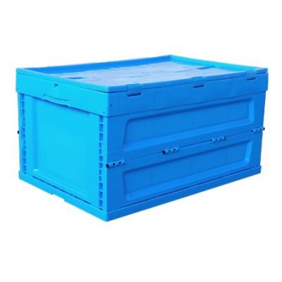 China 600x400x320mm PP Collapsible and Folding Crate Box with Attached Lid Container Perfect for sale