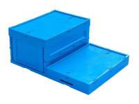 China 600x400x320mm PP Collapsible and Folding Crate Box with Attached Lid Container Perfect for sale