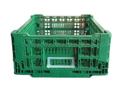 China Mesh Style 400x300x140mm Plastic Crates for Fruits and Vegetables Orange Eco-friendly for sale
