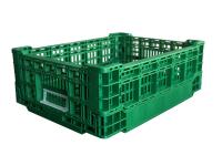 China Mesh Style 400x300x140mm Plastic Crates for Fruits and Vegetables Orange Eco-friendly for sale