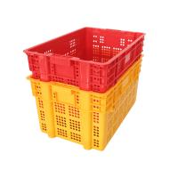 China Foldable Orange Plastic Crates for Vegetables and Fruits Stack Nest Reusable for sale