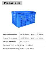 China 600x400x310mm Large Plastic Moving Box Container for Fruits Stackable and Durable for sale