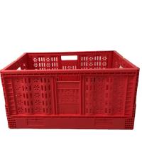 China Mesh Style 600*400 PP Collapsible Plastic Foldable Box for Agriculture Fruits Storage for sale
