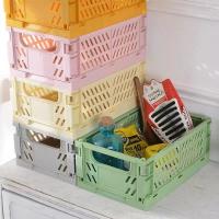 China Collapsible Bins Plastic Storage Basket Mesh Style Household Folding Storage Container for sale