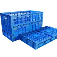 China Orange PP Material Stackable Cup Crate Large Collapsible Plastic Folding Fruit Vegetable Crate for sale