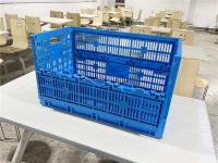 China Orange PP Material Stackable Cup Crate Large Collapsible Plastic Folding Fruit Vegetable Crate for sale
