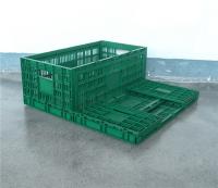 China Orange PP Material Stackable Cup Crate Large Collapsible Plastic Folding Fruit Vegetable Crate for sale