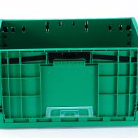 China Customized Logo Foldable Green Plastic Circulation Basket for Stackable Organization for sale