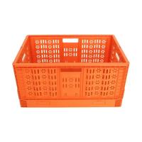 China Orange Vented Box Foldable Plastic Crate for Agriculture Storage of Vegetables and Fruits for sale
