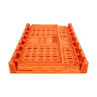 China Orange Vented Box Foldable Plastic Crate for Agriculture Storage of Vegetables and Fruits for sale