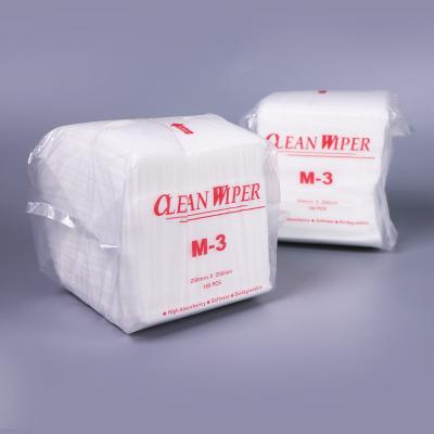 China 25x25cm M-3 Series Lint Free Cleanroom Paper Nonwoven Wipes - 9x9 Inch Size for Industrial Cleaning for sale