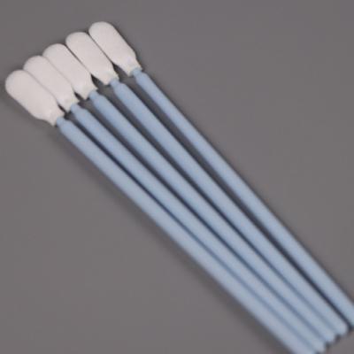 China Round Head Cleanroom Swab Polypropylene Handle 100mm Microfiber for Semiconductor Cleaning for sale