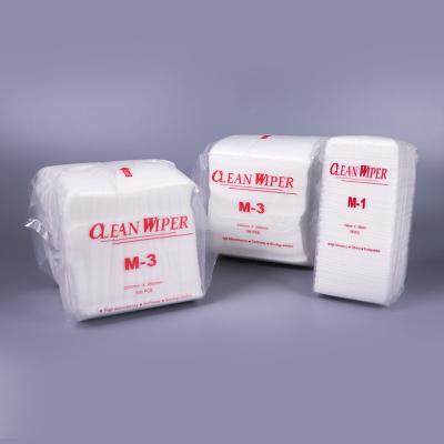 China M-3 Series Super Tough Non-Woven Cleanroom Wipes 250x250mm 35gsm Cross Lapping for sale