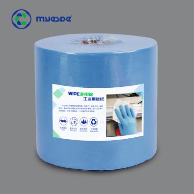 China Blue Oil Absorbing Disposable Low Lint Wipes 31.8x34cm 110g Industrial Wiper Paper Roll for sale