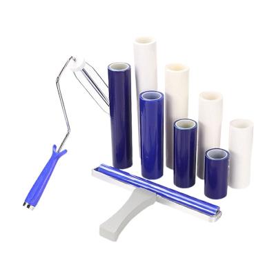 China Blue PE Cleanroom Sticky Roller with 100 Sheets - 4/6/8/10/12 Inch Sizes, RoHS Certified for sale