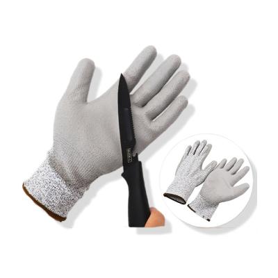 China Level 5 Cut Resistant Safety Gloves with PU Coating - 20-23cm Length, 0.9-1mm Thickness for Kitchen and Industrial Use for sale