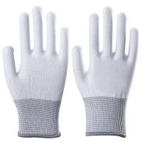 China White PU Coating Anti-Static ESD Work Gloves with Carbon Fiber - 20-23cm Length, 0.9-1mm Thickness for sale