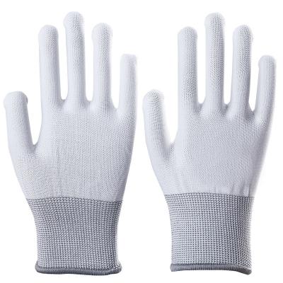China White PU Coating Anti-Static ESD Work Gloves with Carbon Fiber - 20-23cm Length, 0.9-1mm Thickness for sale