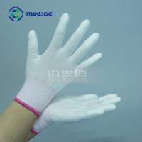 China High Density White Polyester ESD Gloves 0.9-1.0mm Thickness Carbon Fiber Coated Industrial Safety for sale