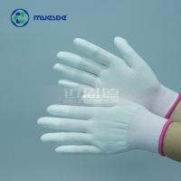 China High Density White Polyester ESD Gloves 0.9-1.0mm Thickness Carbon Fiber Coated Industrial Safety for sale