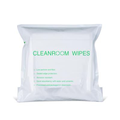 China 100 Polyester Lint Free Cleanroom Wipes 9x9 Class 100 Disposable 110gsm for sale