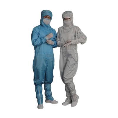 China ESD Cleanroom Coverall with 98% Polyester 2% Carbon Fiber Anti-Static Garment for Electronics Manufacturing for sale