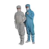 China Blue Anti-static Cleanroom Coverall ESD Workwear 10^6-10^7 Ohms for 100-1000 Level Environments for sale